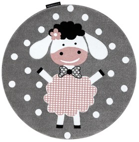 Dywany Łuszczów, Dětský kusový koberec Petit Dolly sheep grey kruh, 120x120 (průměr) kruh, růžová, dětský pokoj