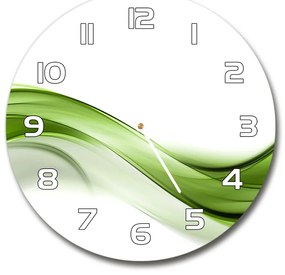 Wallmuralia Skleněné hodiny na stěnu Zelená vlna fi 30 cm