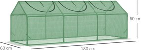 Outsunny skleník s oknem, PE skleník 180x60x60cm, skleník na rajčata a chladicí rám v zelené barvě pro zahradu a balkon | Aosom.de