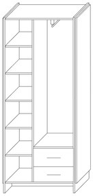 Kondela Skříň, dub wotan/černá, AMONI 2D2S/45