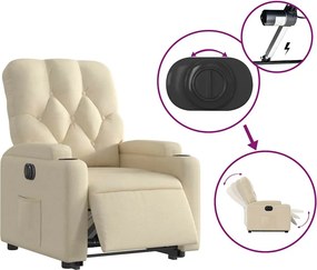 Elektrické zvedací polohovací křeslo krémové textil 3204743