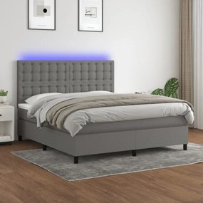 Box spring postel s matrací a LED tmavě šedá 160x200 cm textil,  3135206 HangarStore.cz