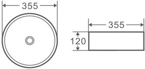 Hydroland Keramické umyvadlo na desku Bella ø35,5 cm, bílé