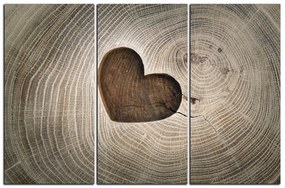 Obraz na plátně - Srdce na dřevěném pozadí 1207B (105x70 cm)