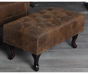 Massive home | Hnědá podnožka Chesterfield mikrovlákno