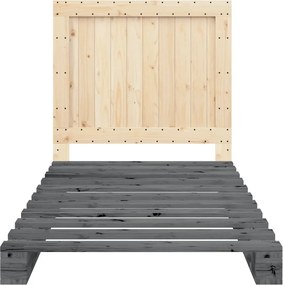 Rám postele s čelem šedý 100 x 200 cm masivní borové dřevo 3281545