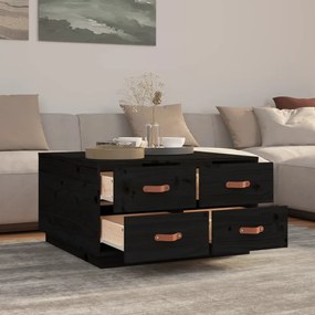 Konferenční stolek černý 80x80x45 cm masivní borové dřevo - Default Title