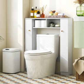Costway WC skříňka se 2 otevřenými přihrádkami a 4 nastavitelnými policemi