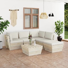 vidaXL 6dílná zahradní sedací souprava z palet + podušky smrkové dřevo [3063557] Barva: krémová