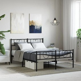 vidaXL Kovový rám postele s hlavovým a nožním čelem černý 140 x 200 cm