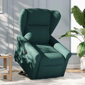 Zvedací polohovací křeslo tmavě zelené textil 3303380