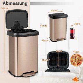 Costway Kuchyňský odpadkový koš 50 l s měkkým zavíracím víkem a deodorizační