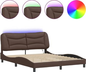 Rám postele s LED bez matrace Hvar hnědý 160 x 200 cm 3213943