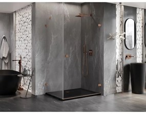 Mexen Lunar-B, pravostranný výklopný sprchový kout 100 x 70 cm, 8mm čiré sklo, profil měděná matná, 832-100-070-65-00-P