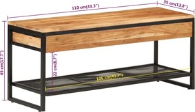 vidaXL Lavice na boty 110 x 35 x 45 cm masivní akáciové dřevo a železo [372744]