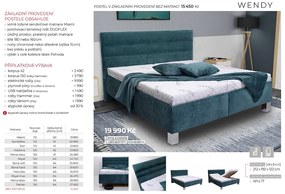 Čalouněná postel WENDY 160 nebo 180x200 cm, český výrobek