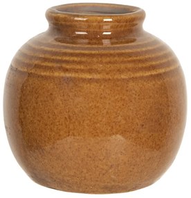 Hnědá glazurovaná váza – 8x8 cm