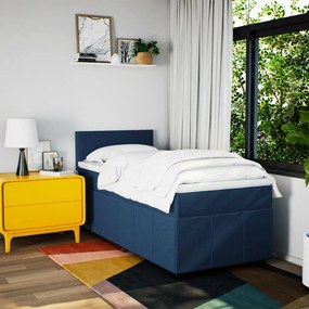 Box spring postel s matrací modrá 90x200 cm textil 3286950