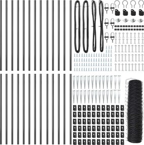 Hexagonální plot s podpěrou 50 x 0,8 m Ocel potažená PVC Šedá 3353269