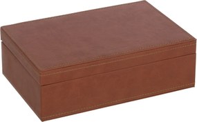 Hnědá šperkovnice z umělé kůže s 5ti přihrádkami Cognacco - 21*14*7 cm