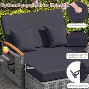 Costway Ratanová venkovní zahradní lavice 2-sedák balkonový nábytek a – černý