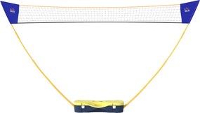 HOMCOM Badmintonová síť se stojanem, přenosný stojan na badminton, včetně 4 badmintonových raket, žlutá a modrá | Aosom.de