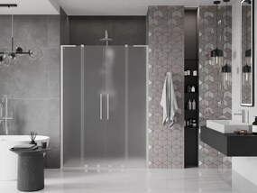Mexen Velar L Duo, posuvné sprchové dveře do otvoru 140 cm, 8mm sklo námraza, broušená ocel, 871-140-003-32-97