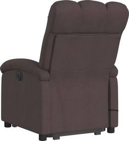 Zvedací masážní polohovací křeslo tmavě hnědé textil 3204109