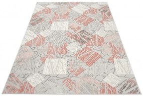 Moderní kusový koberec ASTHANE E464A světle šedý / tmavě růžový Rozměr: 250x350 cm