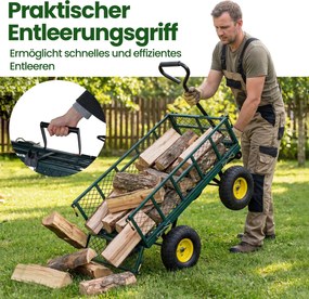 Costway Zahradní vozík skládací těžký kovový sklápěcí vozík s nosností 408 kg 2