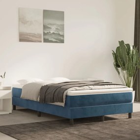 vidaXL Box spring postel s matrací 120 x 200 cm samet [3144321] Barva: Tmavě moddrá