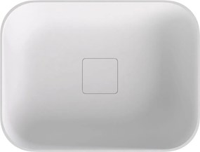 Polysan Banera Square umyvadlo na desku 50 x 63 cm bez otvoru pro baterii bez přepadu litý mramor bílá mat 14596MAT