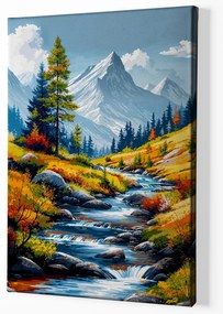 Obraz na plátně - Divoká říčka v nádherném údolí FeelHappy.cz Velikost obrazu (šířka x výška): 140 x 210 cm