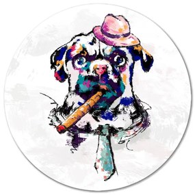 Kulatý obraz Spokojený moppet - barevný, expresivně malovaný kruhový portrét psa