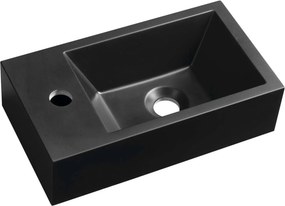 Sapho Small - Umývátko 40x22 cm, bez přepadu, otvor pro baterii vlevo, černá AR400B
