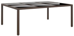 Zahradní stůl se skleněnou deskou hnědý 200 x 150 x 75 cm ratan 310589