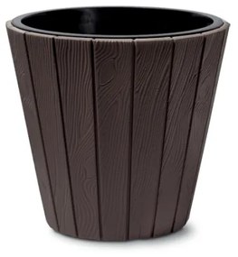 PROSPERPLAST Květináč - WOODE Průměr: 30 cm, Barva: hnědá