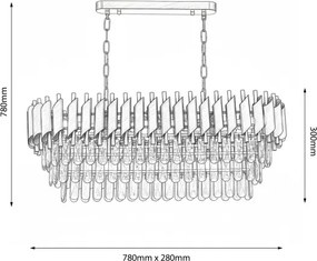 Brilagi - Lustr na řetězu ECLIPSE 10xE14/10W/230V 78x28 cm stříbrná