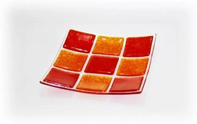 BDK-GLASS Skleněná miska KARO 15x15cm - oranžovo-červená