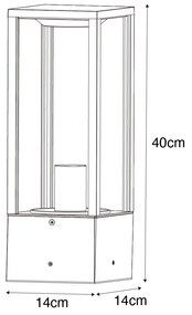 Stojací venkovní lampa černá s žebrovaným sklem 40 cm IP44 - Charlois