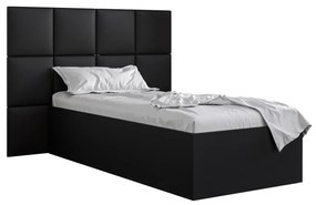 Jednolůžková postel s čalouněným čelem 90 cm Brittany 4 (černá matná + černá) (s roštem). 1046033