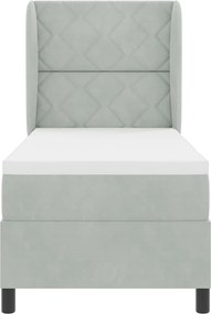 Postel s boxspringem s čelo Světle šedá 200 x 80 cm samet 3340952