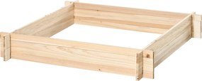 Outsunny Čtvercový Dřevěný Zahradní Urban Plánter Bed Květinová Krabice pro Plodiny, Rostliny, Květiny, Byliny na Terasu 100x100x16 cm Přírodní