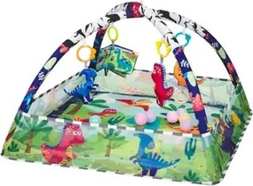 KikkaBoo Hrací deka s hrazdou a míčky Dino Forest / 78 × 75 × 50 cm