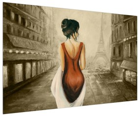 Obraz ženy a Eiffelovy věže (120x80 cm)
