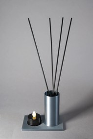 DOMEČEK CASETTA - Aroma difuzér a LED svíčka , šedá