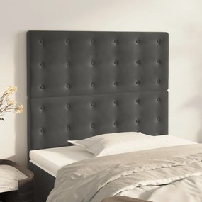Čelo postele tmavě šedé 90x5x118/128 cm sametové 3116803