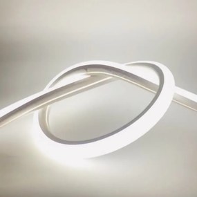 Easy Fix LED Neon hadice venkovní, 50 m, D-TYP jednostranný, ledově bílá, 3000 diod, bílý kabel, IP67, cívka