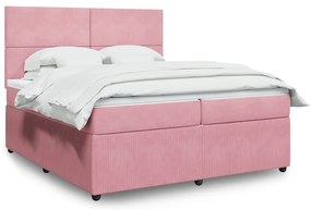 Box spring postel s matrací růžová 200x200 cm samet 3292429