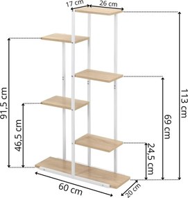Kovový stojan na květiny 113 cm SPRINGOS GA0212 bílý